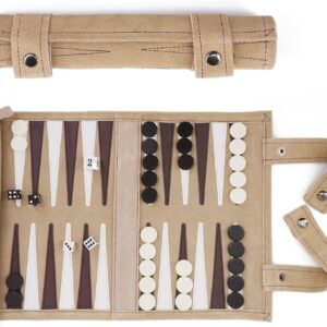 Sondergut Roll-up Suede Backgammon Game Cream