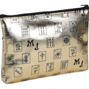 Mah Jongg Direct Gold Pattern 3-Zipper Purse, holds 2023 card, easy to clean, designer style