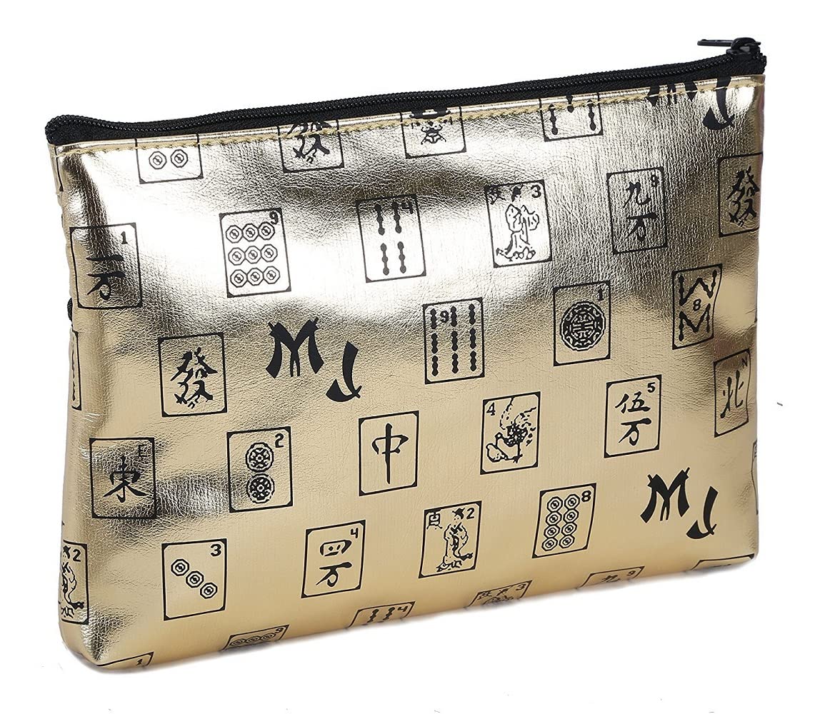 Mah Jongg Direct Gold Pattern 3-Zipper Purse, holds 2023 card, easy to clean, designer style