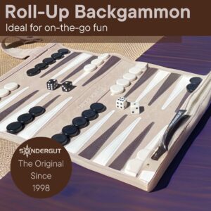 Sondergut Roll-up Suede Backgammon Game Cream