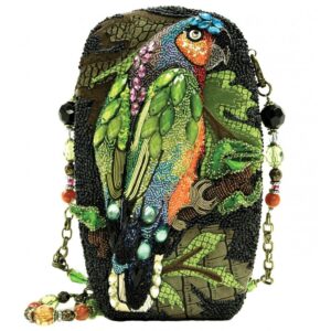 mary frances chatterbox beaded parrot handbag, multi