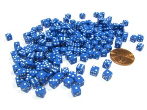 koplow games 200 six sided d6 5mm .197 inch die small tiny mini miniature blue dice