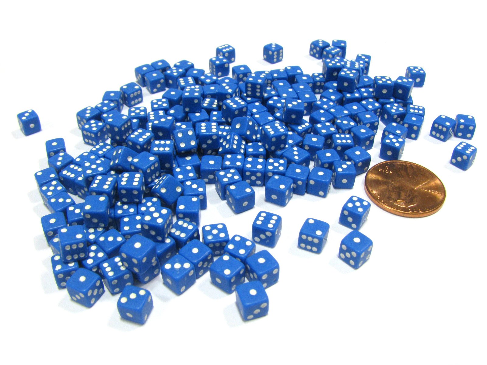 Koplow Games 200 Six Sided D6 5mm .197 Inch Die Small Tiny Mini Miniature Blue Dice