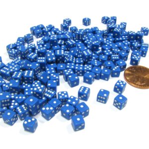 Koplow Games 200 Six Sided D6 5mm .197 Inch Die Small Tiny Mini Miniature Blue Dice