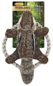 ruffin' it rhode island textile woodlands chipmunk plush dog toy with rope chew ring, mutli, 8.5 inch (pack of 1), all breed sizes