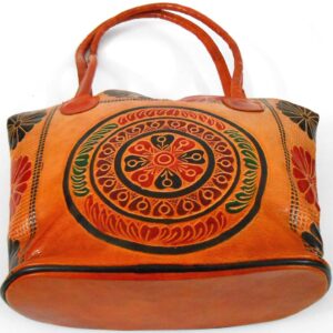 Circles Design Ethnic Hand Embossed Shantiniketan Leather Indian Shoulder Bag