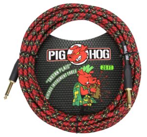 pig hog pch20pl 1/4" to 1/4" tartan plaid guitar instrument cable, 20 feet