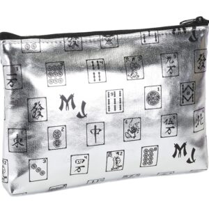 Mah Jongg Direct Silver Pattern 3-Zipper Purse, holds 2023 card, easy to clean, designer style