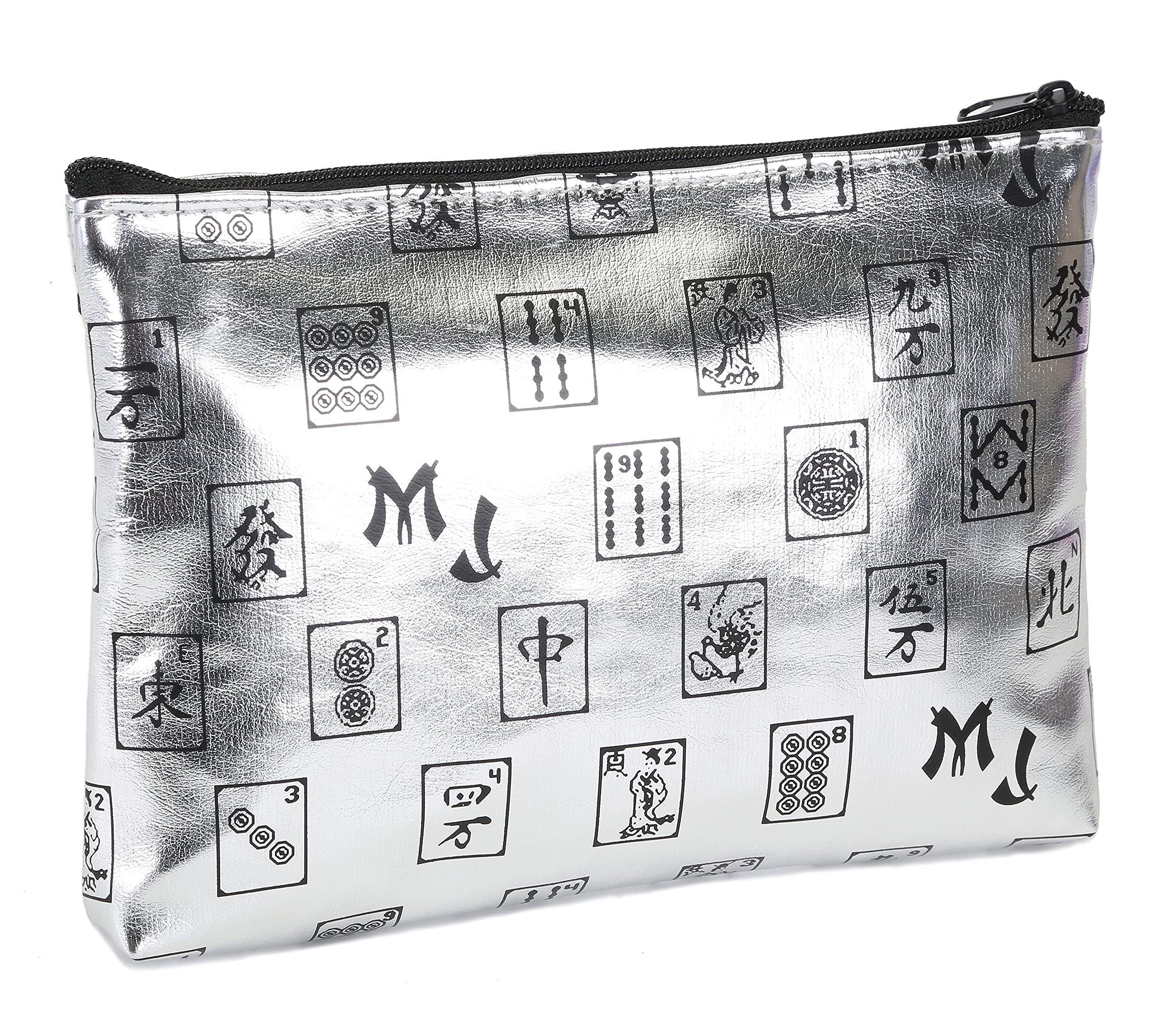 Mah Jongg Direct Silver Pattern 3-Zipper Purse, holds 2023 card, easy to clean, designer style