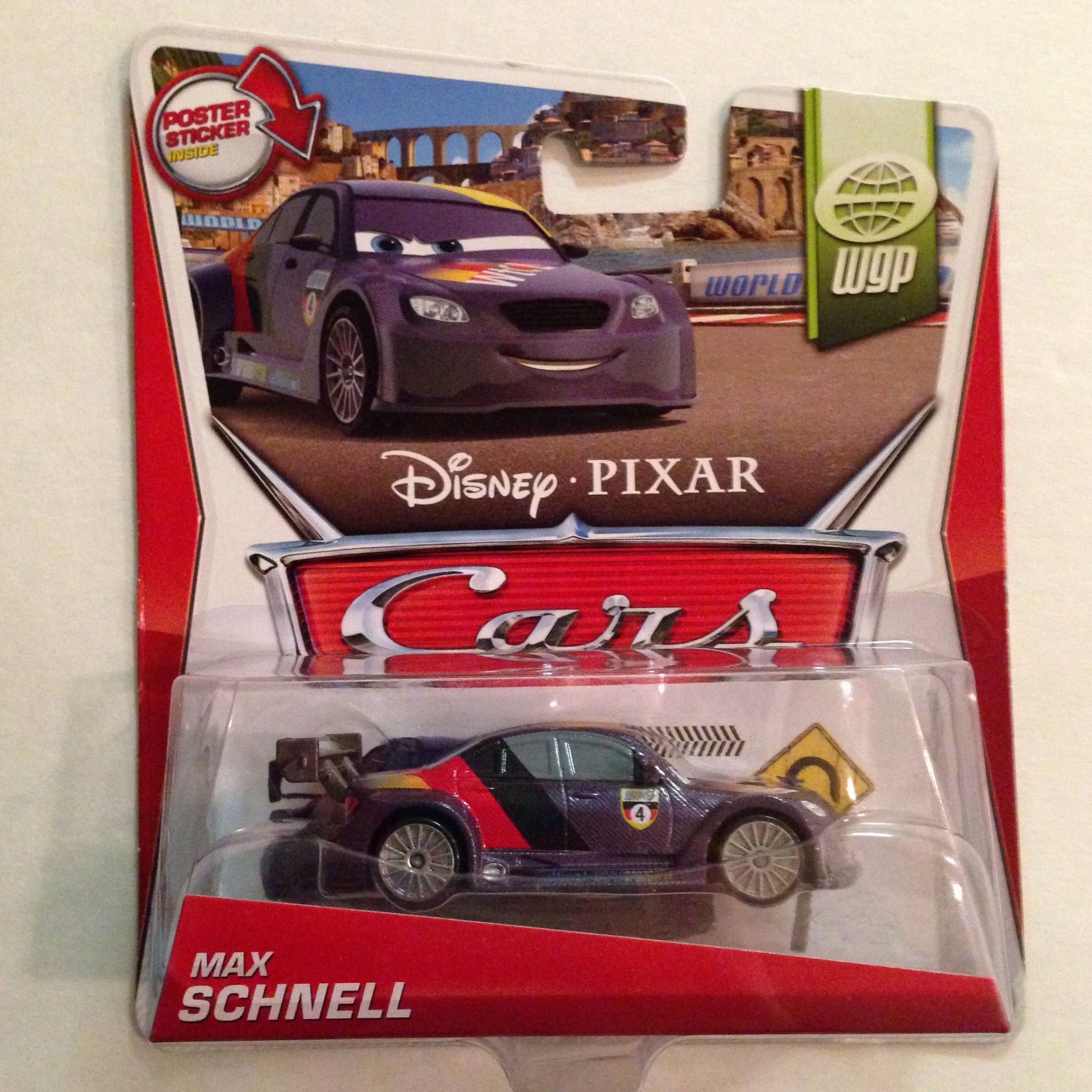 Disney Pixar Cars WGP Max Schnell #4/15 Poster Sticker Inside Card