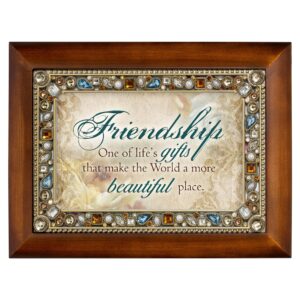 Cottage Garden Friendship Life's Gift Woodgrain Jeweled Music Box Plays What Friends are for