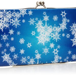 Concept One Handbags Frozen Sublimation Print Snowflake Kiss Lock Wallet, White, One Size