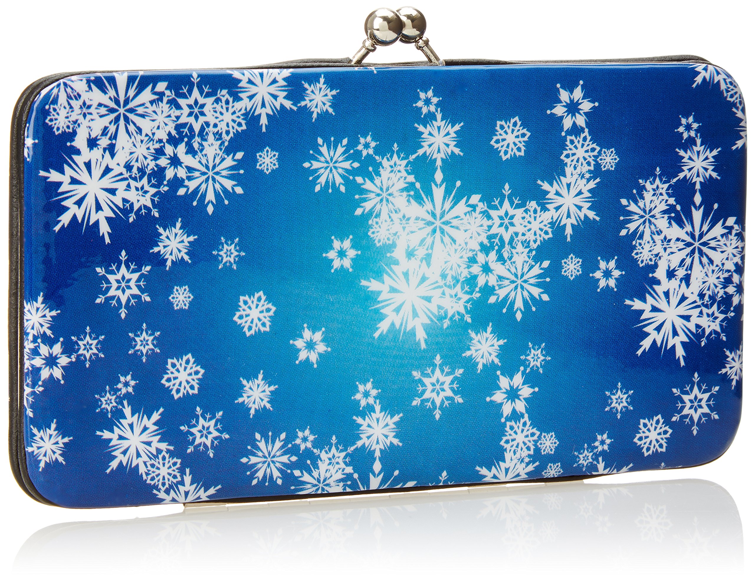 Concept One Handbags Frozen Sublimation Print Snowflake Kiss Lock Wallet, White, One Size