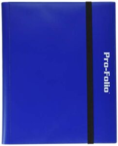 bcw pro-folio 9-pocket card album - blue | archival safe, side-loading trading card binder | premium collectible storage solution for trading cards, tcg, sports cards, and more - 360-card capacity