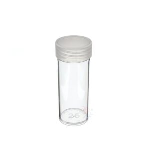 edgar marcus (20) round clear plastic quarter coin storage tube holders with screw on lid