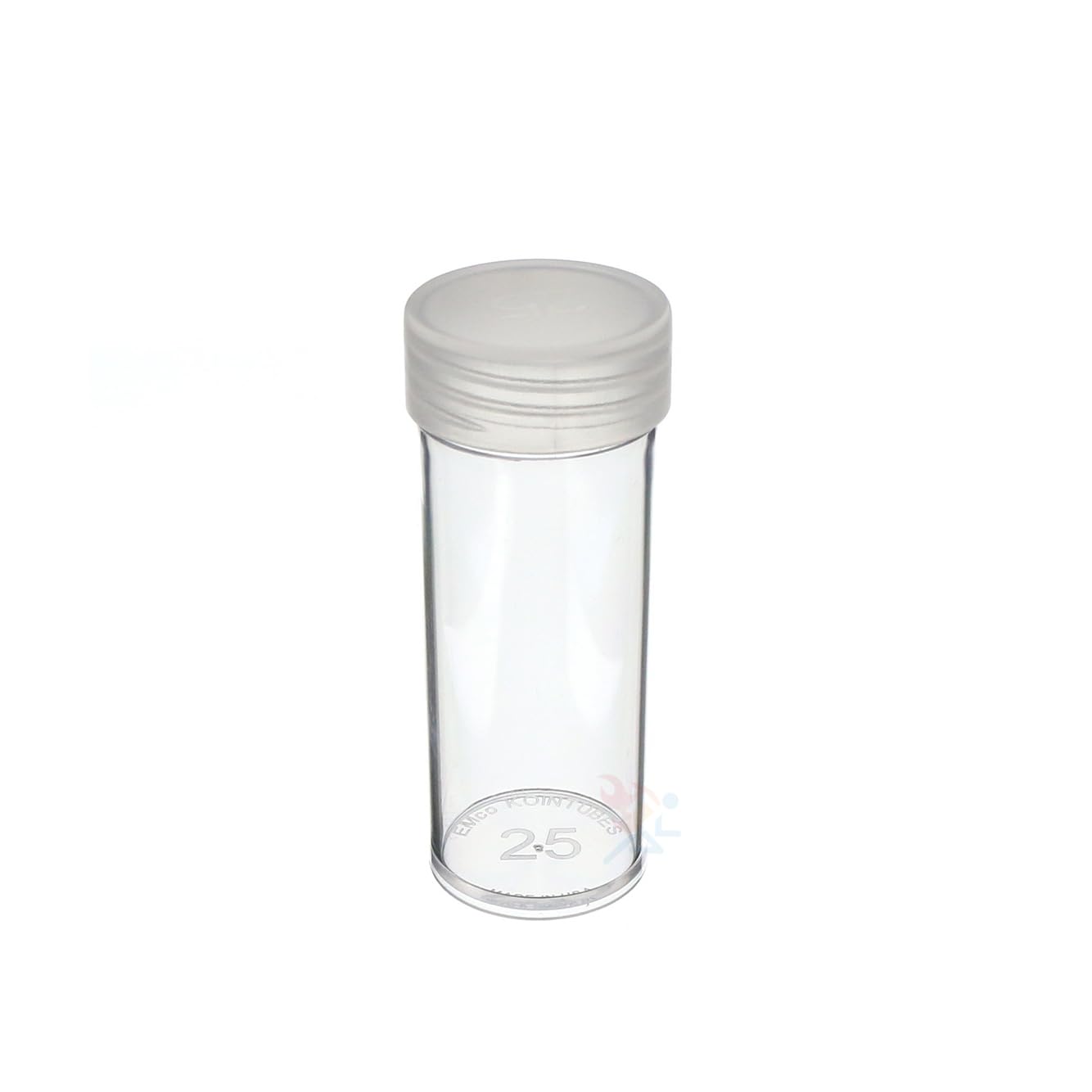 Edgar Marcus (20) Round Clear Plastic Quarter Coin Storage Tube Holders with Screw on Lid