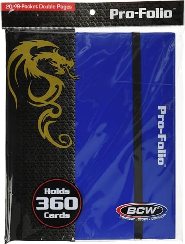 BCW Pro-Folio 9-Pocket Card Album - Blue | Archival Safe, Side-Loading Trading Card Binder | Premium Collectible Storage Solution for Trading Cards, TCG, Sports Cards, and More - 360-Card Capacity