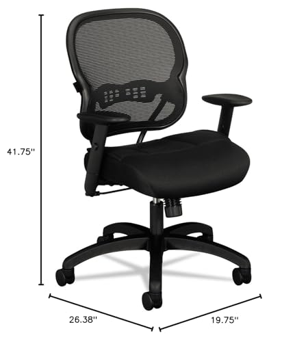 HON VL712MM10 VL712 Series Mid-Back Swivel/Tilt Work Chair, Black Mesh