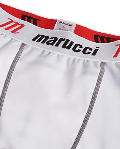 Marucci Mens Elite Shorts Sports, MASL-W-AM, Adult Padded Slider, White, Medium US