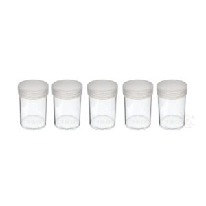 (5) edgar marcus brand round clear plastic (large dollars) size coin storage tube holders with screw on lid