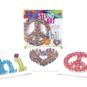 Craft-tastic – String Art – Craft Kit Makes 3 Large Canvases – Peace Sign Edition, Model Number: CTE40