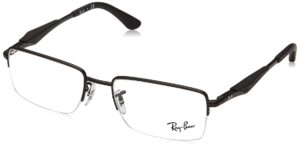 ray-ban rx6285 rectangular prescription eyeglass frames, matte black/demo lens, 53 mm