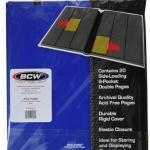 BCW Pro-Folio 9-Pocket Card Album - Blue | Archival Safe, Side-Loading Trading Card Binder | Premium Collectible Storage Solution for Trading Cards, TCG, Sports Cards, and More - 360-Card Capacity