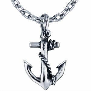 nautora anchor necklace - solid heavyweight anchor pendant crafted in sterling silver with 24" necklace chain