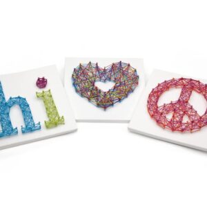 Craft-tastic – String Art – Craft Kit Makes 3 Large Canvases – Peace Sign Edition, Model Number: CTE40