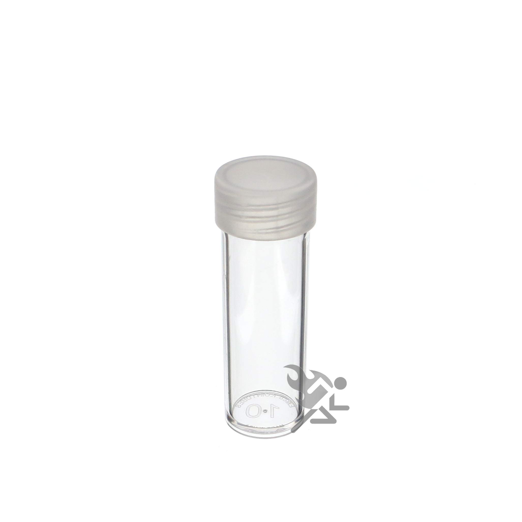 (5) Edgar Marcus Brand Round Clear Plastic (Dime) Size Coin Storage Tube Holders with Screw on Lid