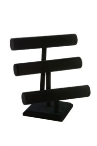 displays2go 3-tier necklace t-bar tray, black velvet