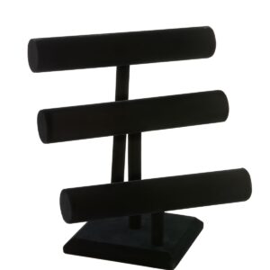 Displays2go 3-Tier Necklace T-Bar Tray, Black Velvet