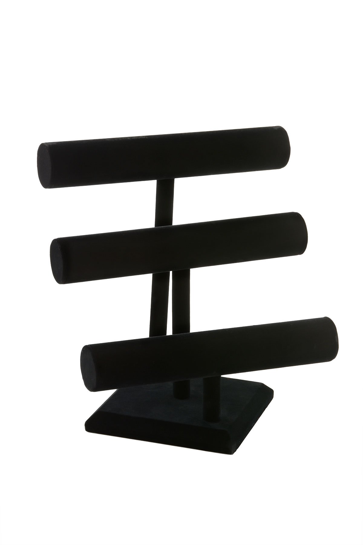 Displays2go 3-Tier Necklace T-Bar Tray, Black Velvet