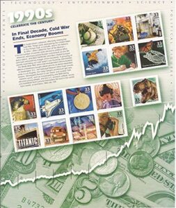 celebrate the century 1990s - sheet of fifteen 33 cent stamps scott 3191