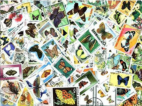 Butterflies on Stamps Collection - 200 Different Stamps