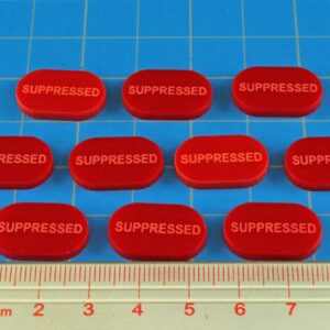 LITKO Suppressed Command Token Set | Gaming Aid Pieces | Compatible with Flames of War, Bolt Action, Axis & Allies | WH40K | Napoleonic | Ancients | 10 Pack (Red)