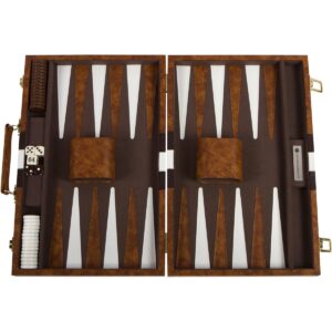 Get The Games Out Top Backgammon Set - Classic Board Game Case - 2 Players - Best Strategy & Tip Guide - Available in Small, Medium and Large Sizes (Brown, Medium)