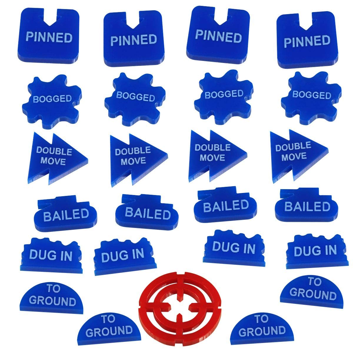 LITKO Command Token Set | Gaming Aid Pieces | Compatible with Flames of War, Bolt Action, Axis & Allies | Set of 25 (Blue)