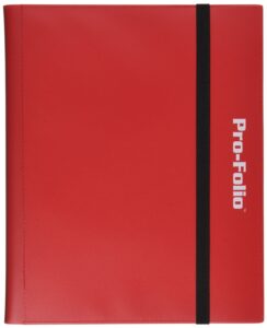 bcw pro-folio 9-pocket card album - red | archival safe, side-loading trading card binder | premium collectible storage solution for trading cards, tcg, sports cards, and more - 360-card capacity