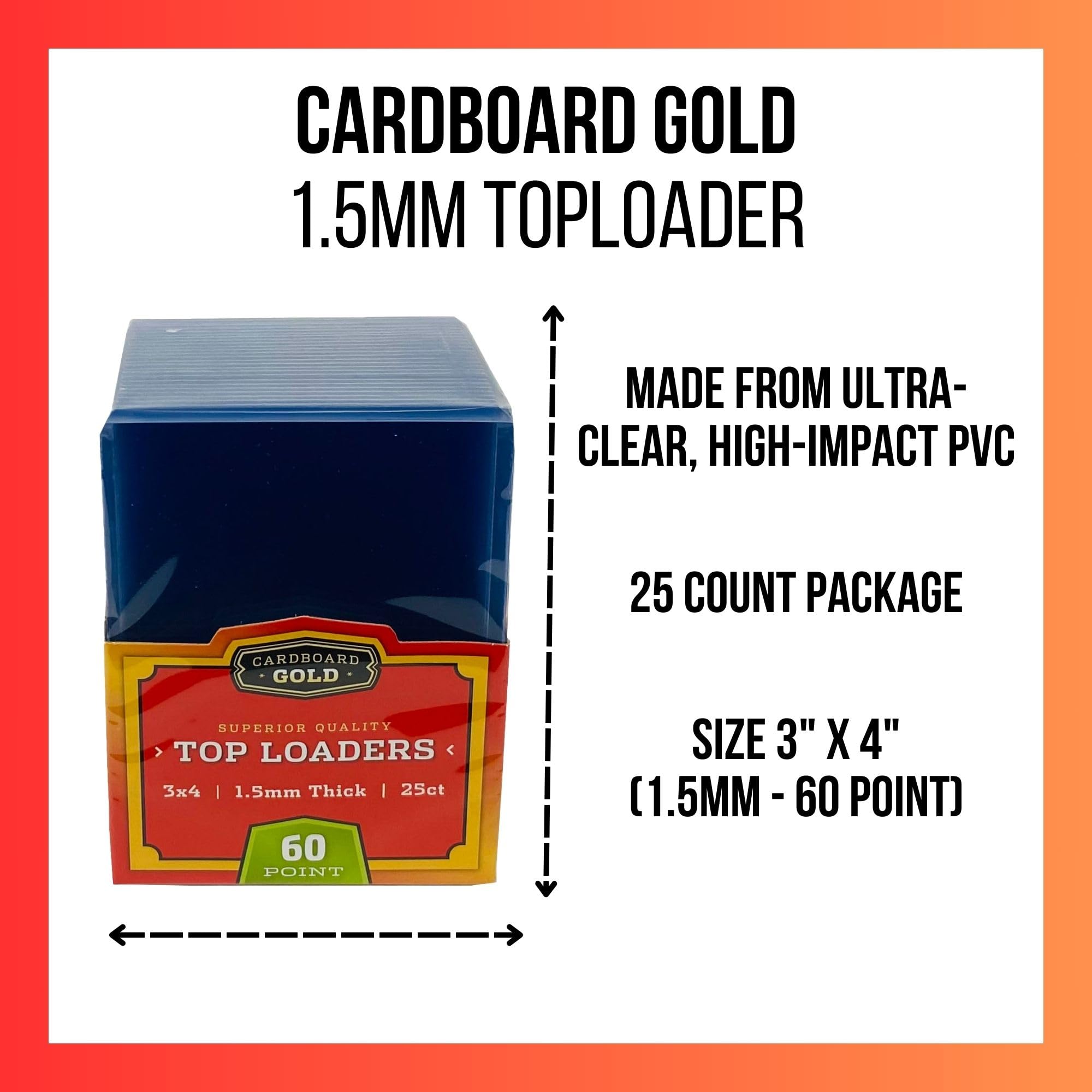 1x 25ct CBG 60 pt Cardboard Gold 3" x 4" PRO Toploaders Keeps Thick Cards Ultra Protected