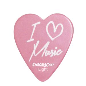 ChromaCast CC-HS-LM-12-PACK "I Love Music" Heart Shaped Picks in Light, Medium and Heavy Gauge - 12-Pack