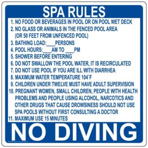 compliancesigns.com spa rules sign, 30x30 in. aluminum for recreation