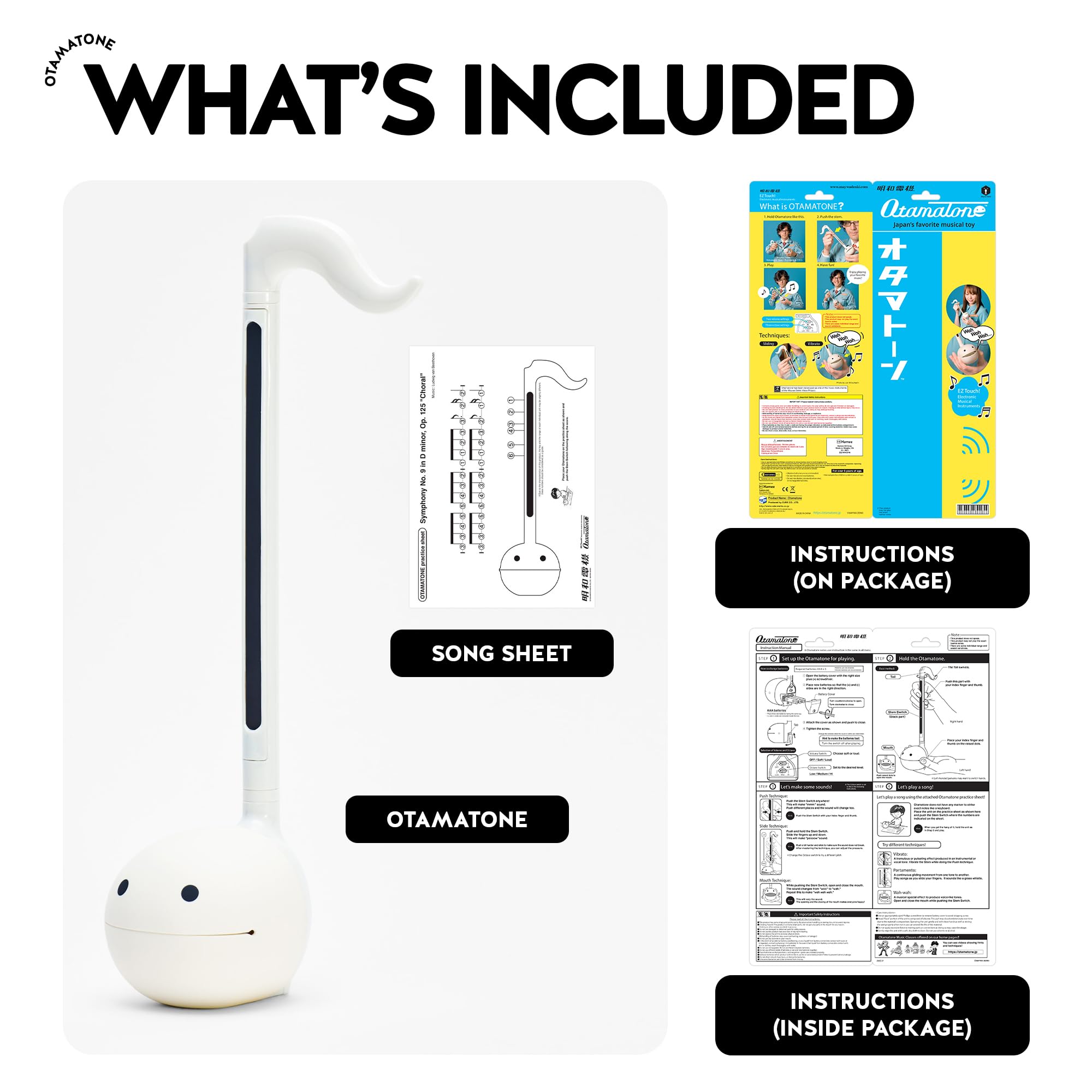 Otamatone Japanese Electronic Musical Instrument Portable Music Synthesizer from Japan by Maywa Denki Studio Award Winning, Educational Fun Gift for Children, Teens & Adults - White