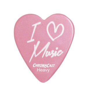 ChromaCast CC-HS-LM-12-PACK "I Love Music" Heart Shaped Picks in Light, Medium and Heavy Gauge - 12-Pack