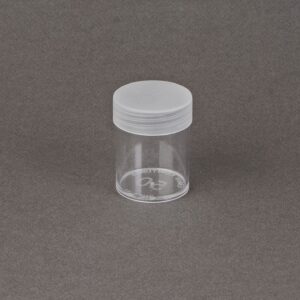 finngamo (5) brand round clear plastic (half dollars) size coin storage tube holders with screw on lid c