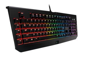 razer blackwidow chroma: clicky rgb mechanical gaming keyboard - 5 macro keys green mechanical switches (tactile and clicky)