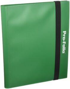 bcw pro-folio 9-pocket card album - green | archival safe, side-loading trading card binder | premium collectible storage solution for trading cards, tcg, sports cards, and more - 360-card capacity