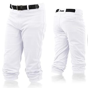 franklin sports youth baseball + softball pants - knee high white baseball pants for kids - boys + girls knicker style with belt loop - white - extra large