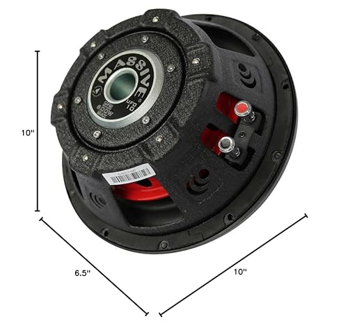 Massive Audio UFO10, 10 Inch Shallow Subwoofer - High Powered 600 Watt Shallow Mount Subwoofer, (3 Inch Voice Coil Dual 4 Ohm) Low Profile Car Subwoofer with Deep Bass. Sold Individually