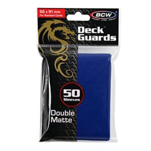 BCW Deck Guard - Double Matte Card Sleeves | 500 Count Box (10 Packs of 50 Sleeves) |Acid-Free, No PVC | Fits 2.5" x 3.5" Game Cards | Archival Safe Sleeves for Card Protection (Blue)